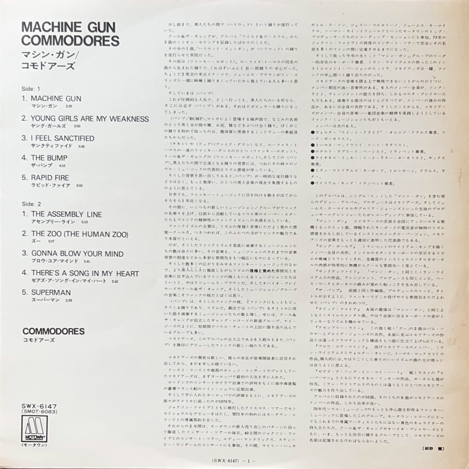 Machine Gun / マシン・ガン [LP] - Commodores - bar chiba Music Store