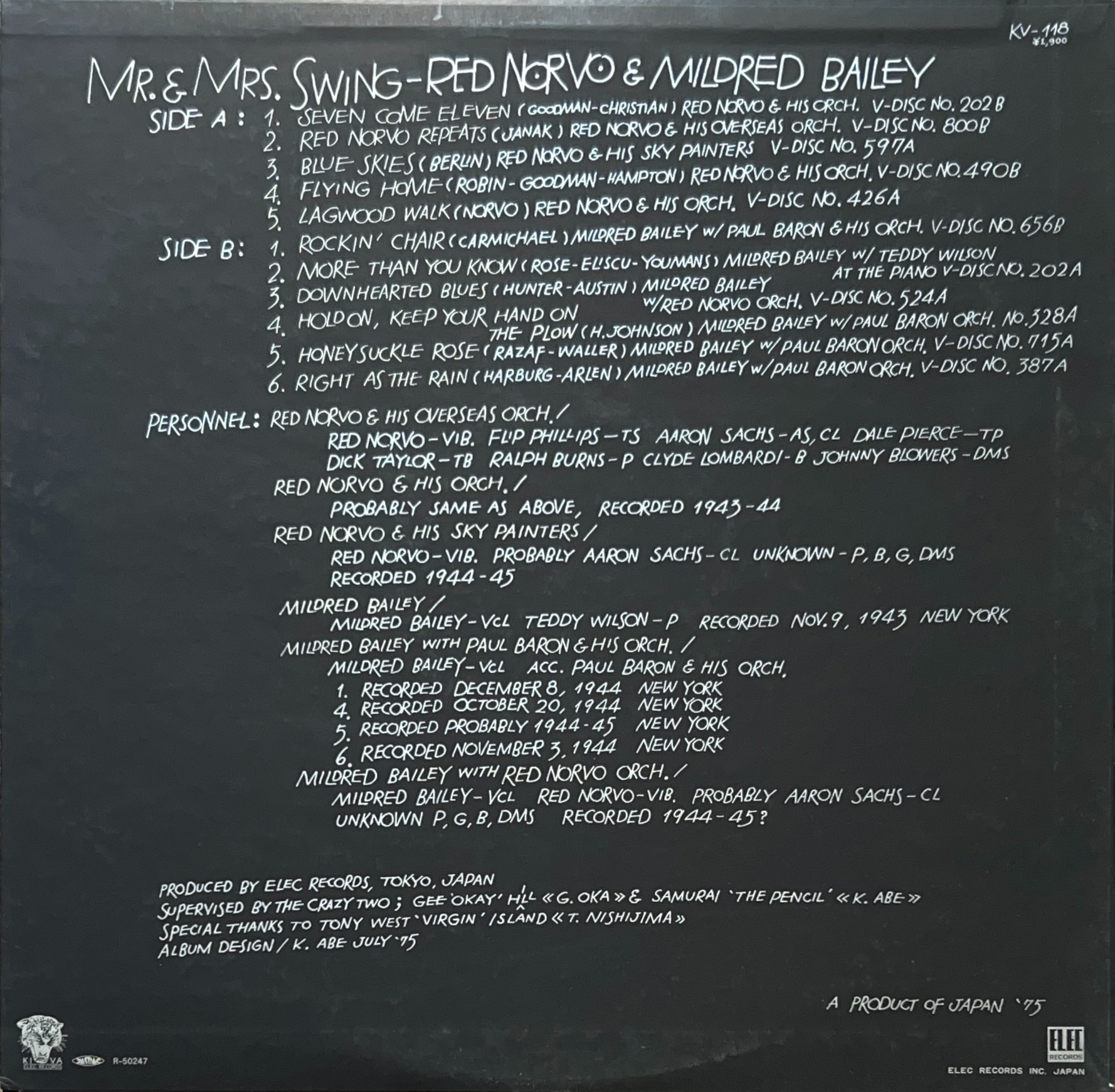 Mr & Mrs Swing [LP] - Red Norvo & Mildred Bailey - bar chiba Music Store