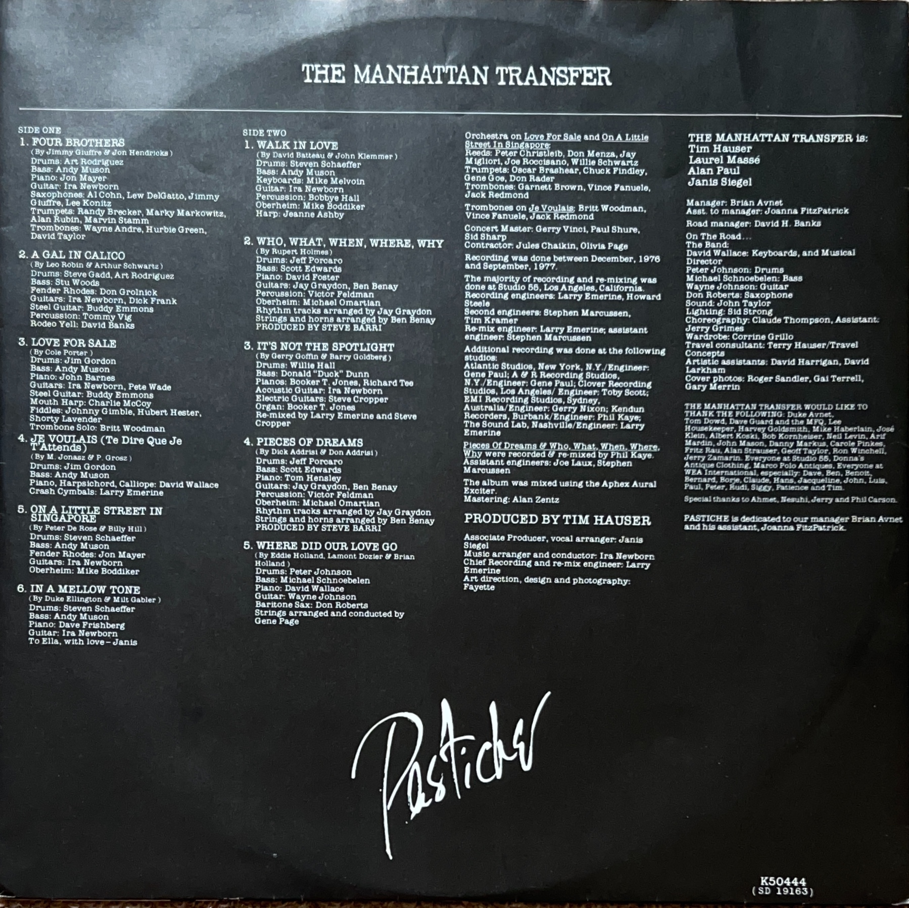 Pastiche / ニューヨーク・エッセンス [LP] - The Manhattan Transfer - bar chiba Music ...