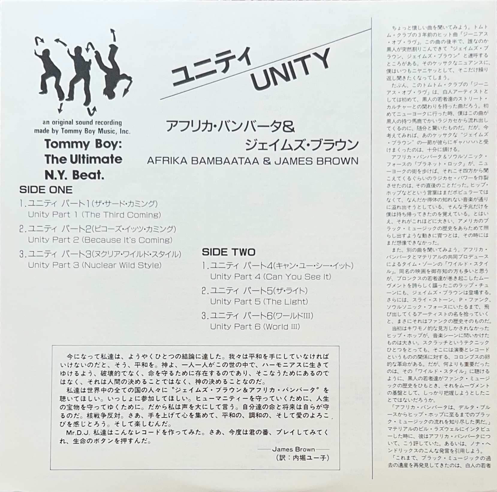 UNITY [12inch vinyl] - AFRIKA BAMBAATAA & JAMES BROWN - bar chiba Music ...