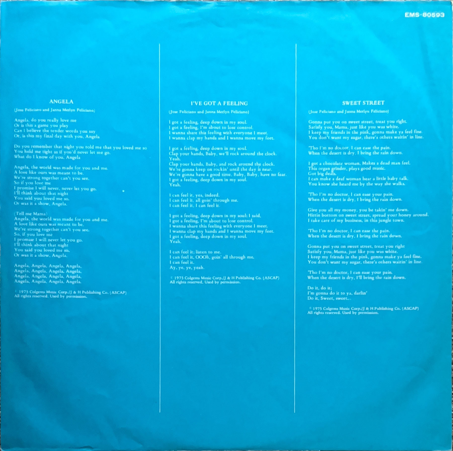 ANGELA [LP] - JOSE FELICIANO - bar chiba Music Store