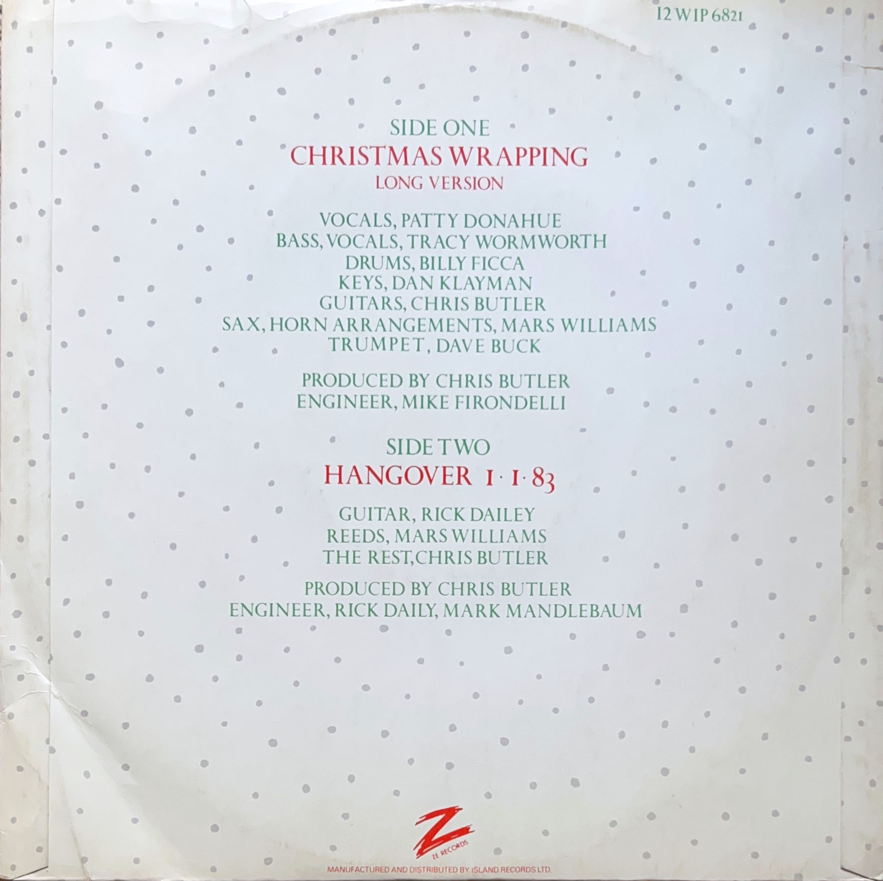 Christmas Wrapping [12inch vinyl] - The Waitresses - bar chiba Music Store